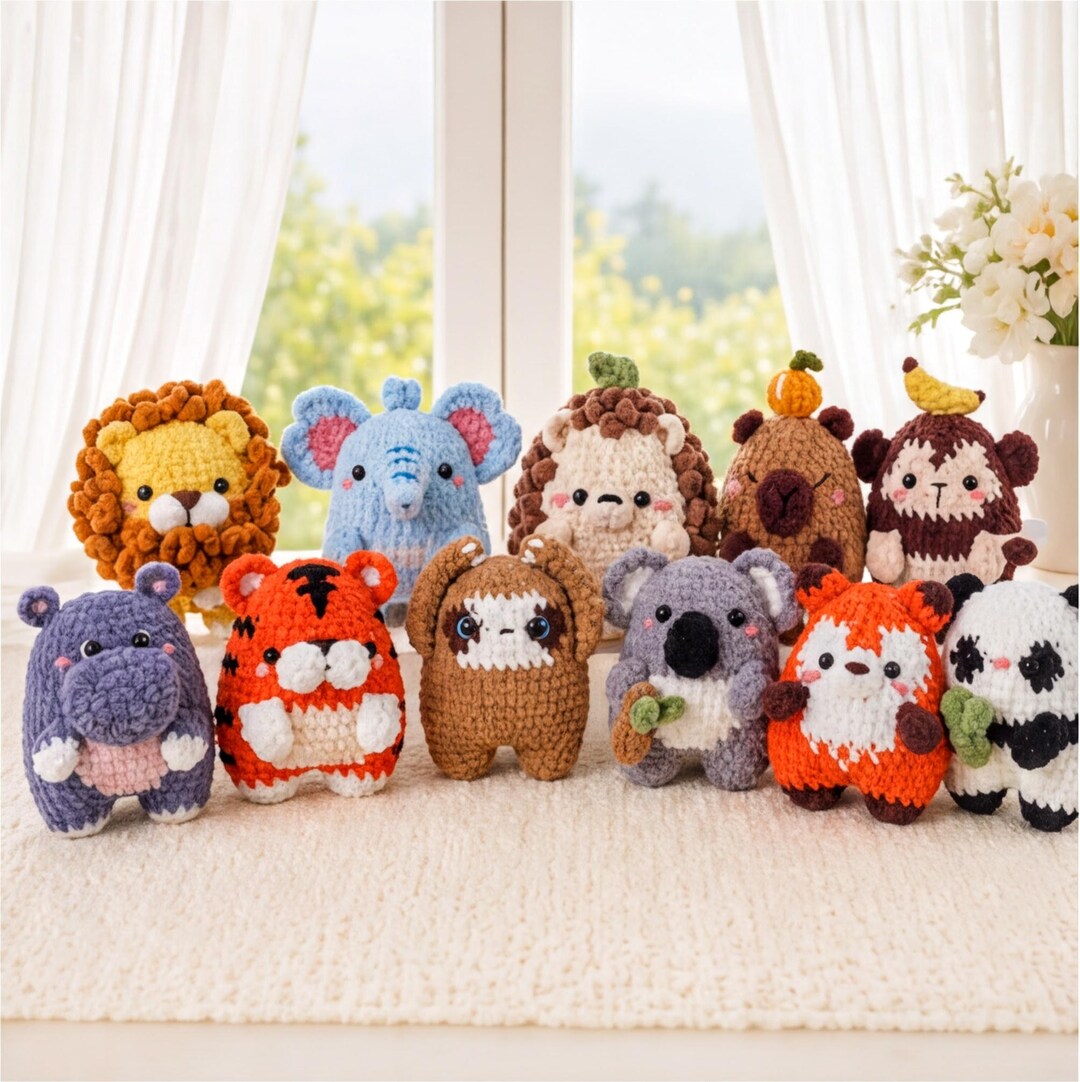 Bundles & Setswild Animal Crochet Pattern Bundle PDF, Amigurumi Safari ...