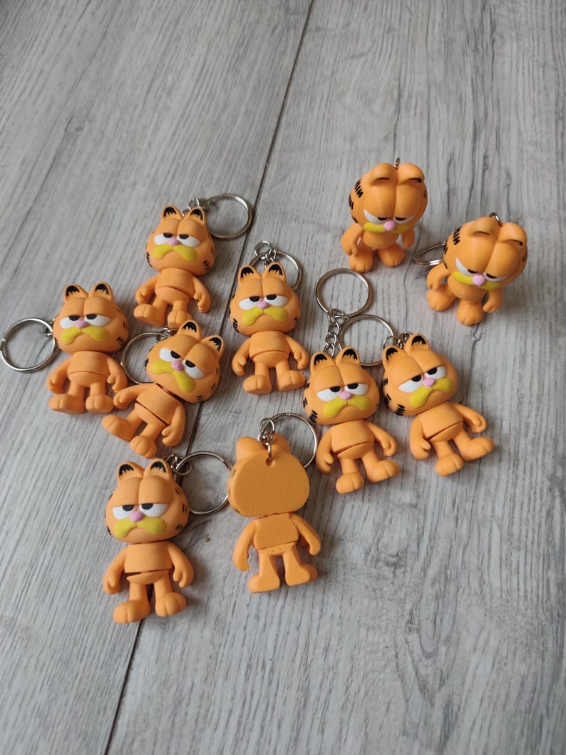 3D Printed Garfield Keychain | Cute Cat Keyring | Fun Gift | Bag Charm ...