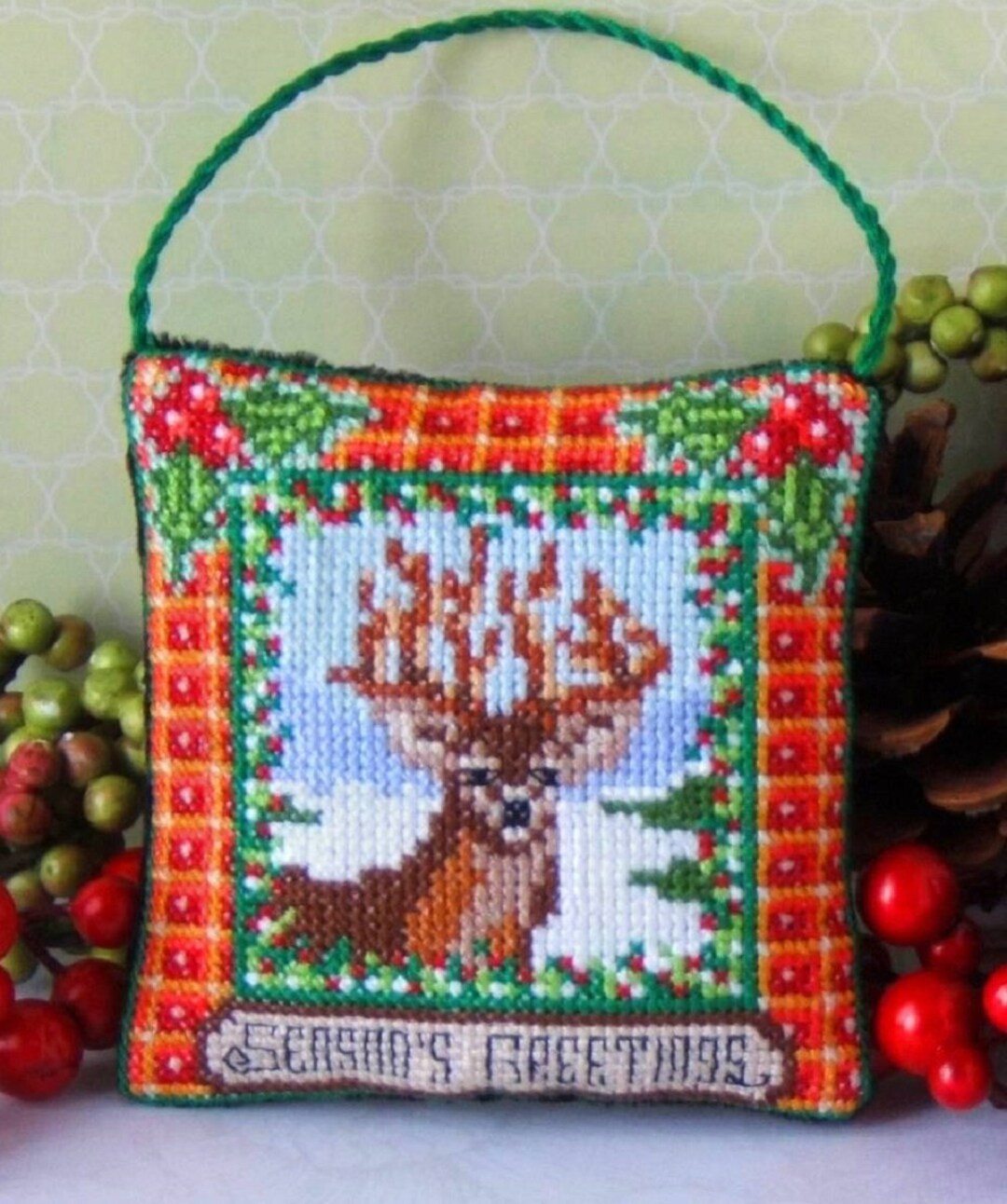 Christmas Stag Counted Cross Stitch Hanging Decoration Kit, Sheena ...
