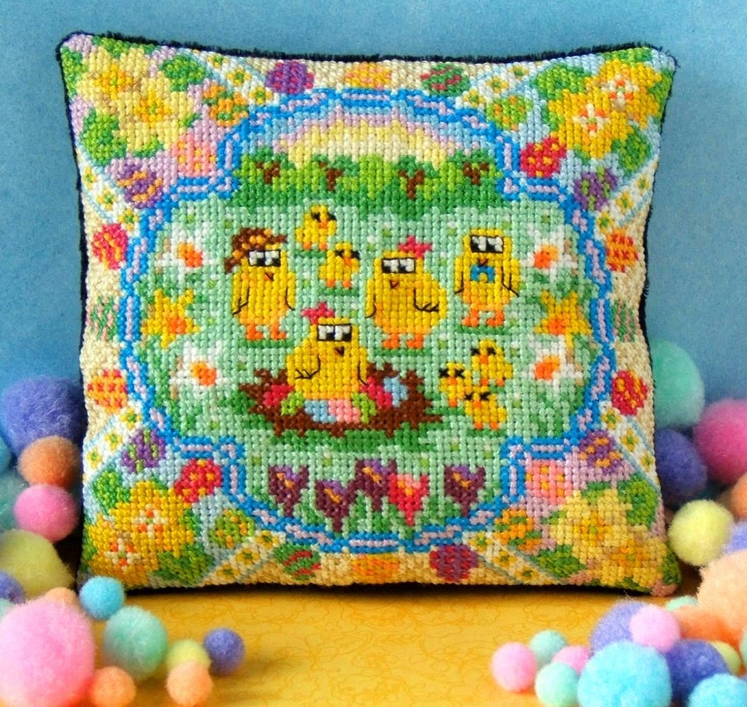 Easter Family Counted Cross Stitch Mini Cushion Kit, Sheena Rogers ...