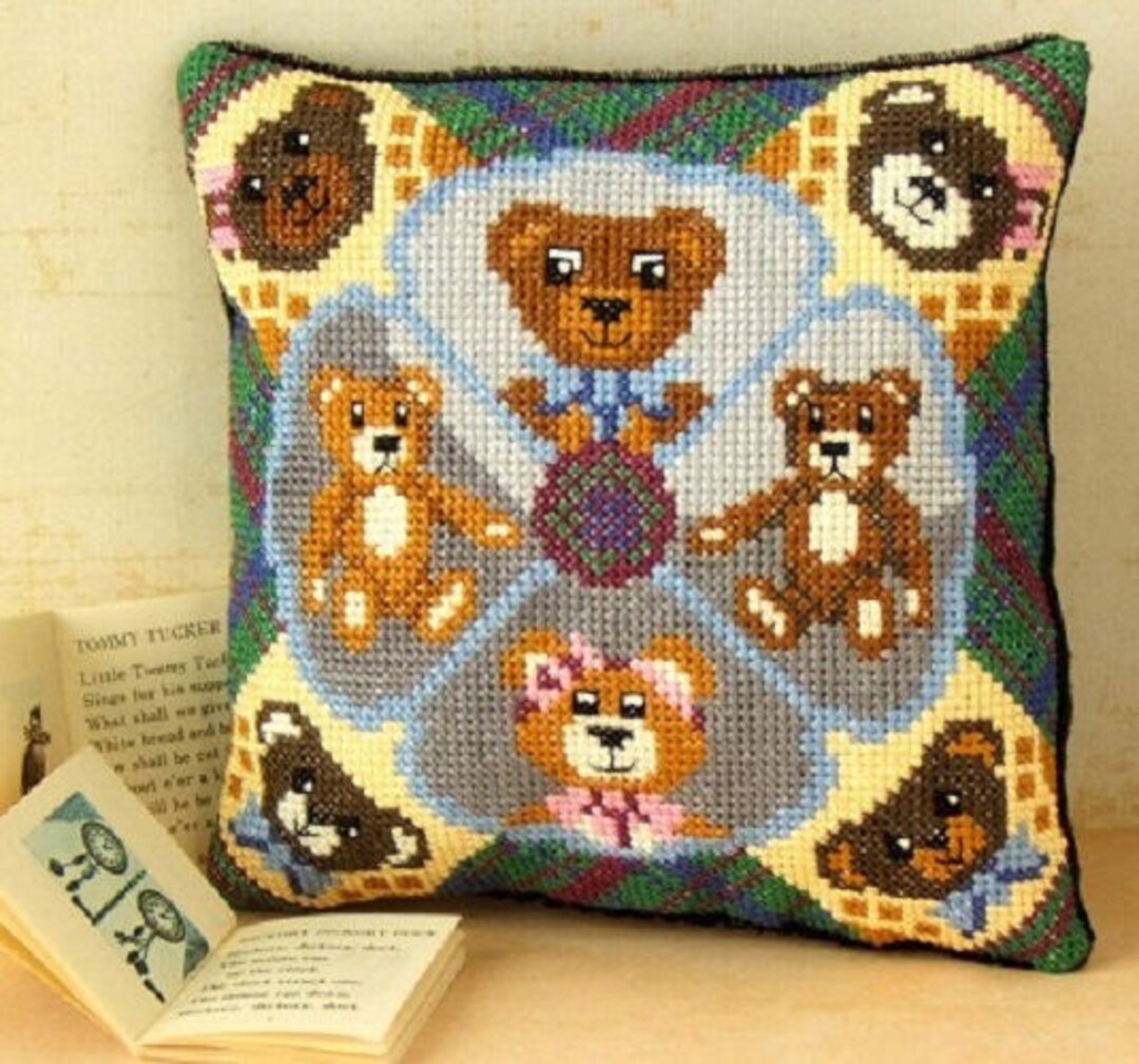 Teddy Bear Treat Counted Cross Stitch Mini Cushion Kit, Sheena Rogers ...