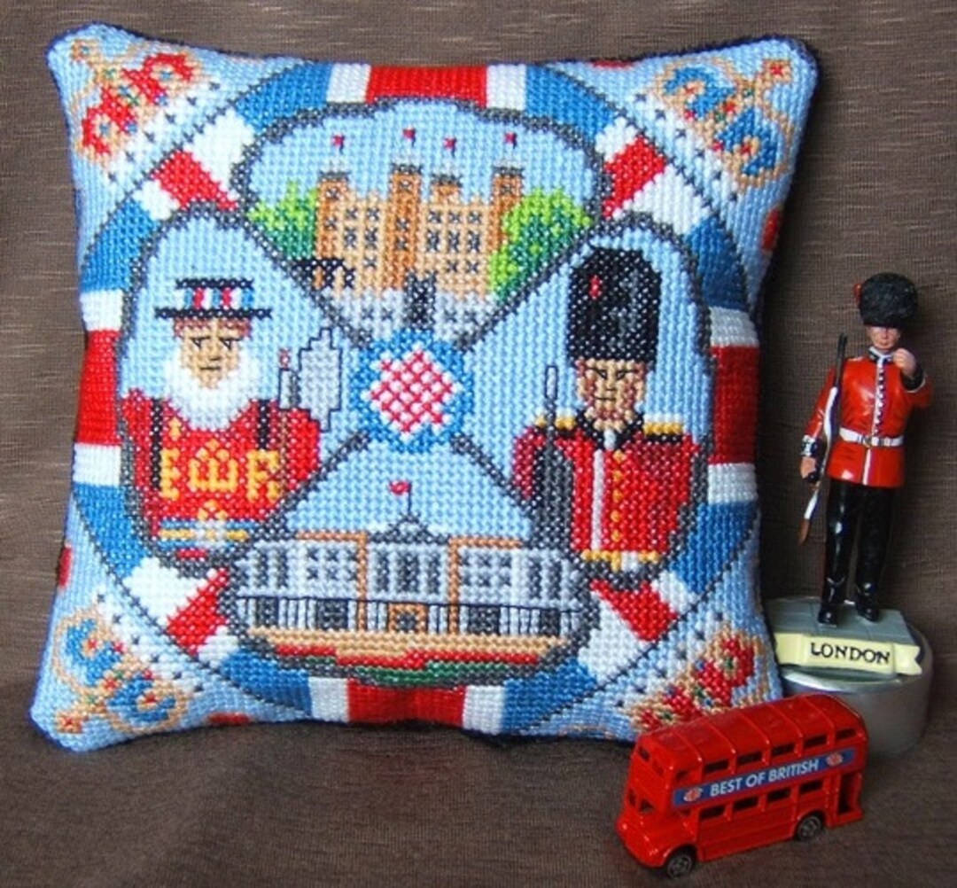 A Mini Tour of London Counted Cross Stitch Mini Cushion Kit, Sheena ...