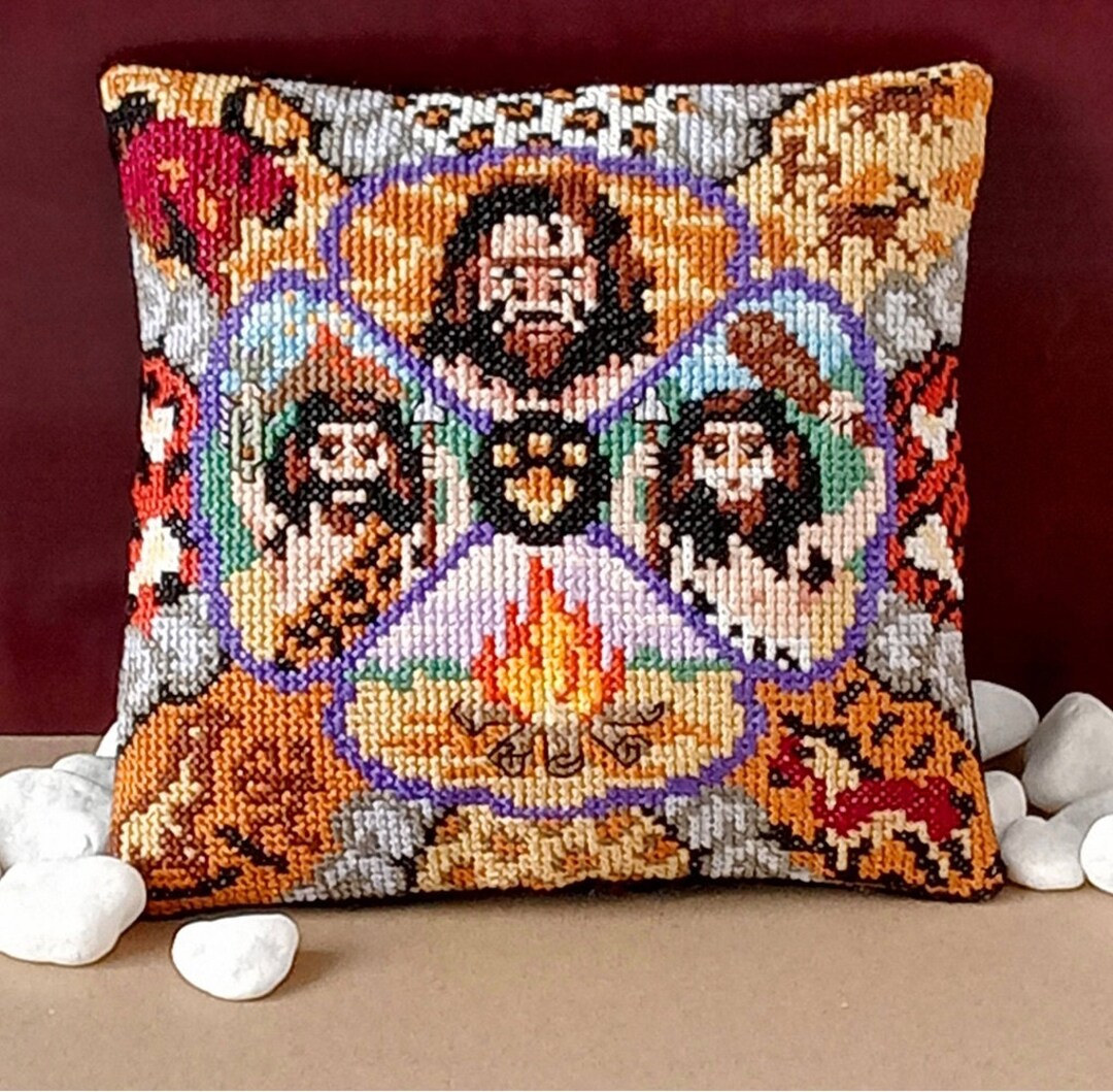 Mancave Caveman Counted Cross Stitch Mini Cushion Kit, Sheena Rogers ...