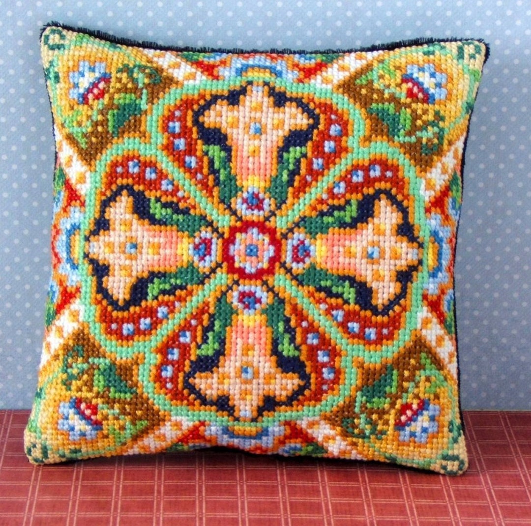 Art Nouveau Lily Tile Counted Cross Stitch Mini Cushion Kit, Sheena ...