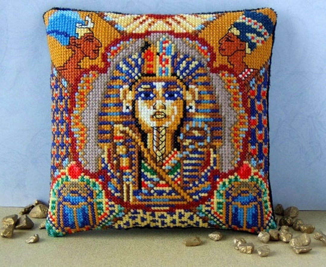 Tutankhamun Counted Cross Stitch Mini Cushion Kit, Sheena Rogers ...