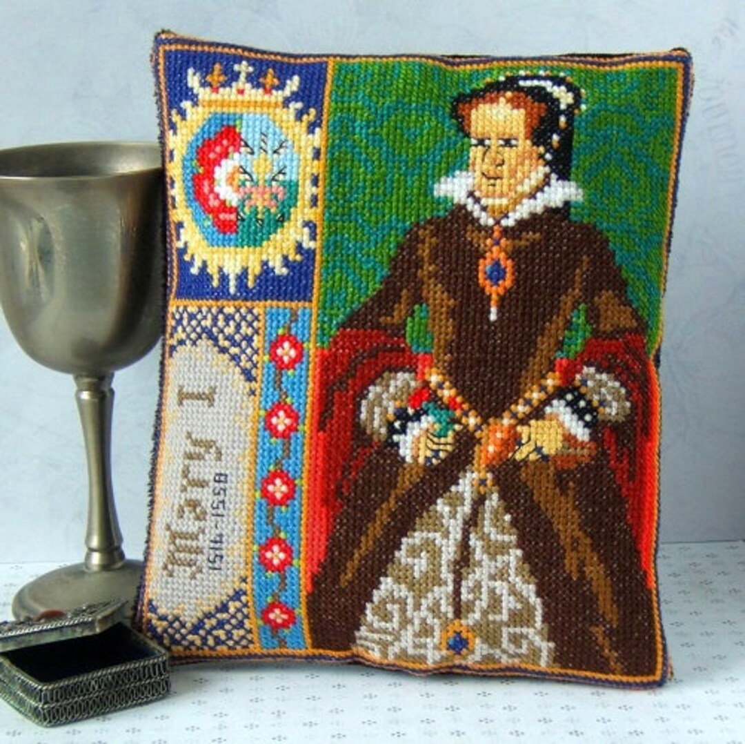 Mary I Mini Cushion Cross Stitch Kit, Sheena Rogers Designs - Etsy