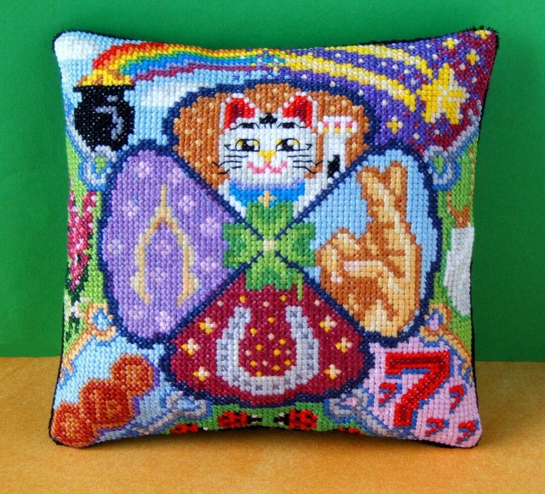 Good Luck/lucky Charms Counted Cross Stitch Mini Cushion Kit, Sheena ...