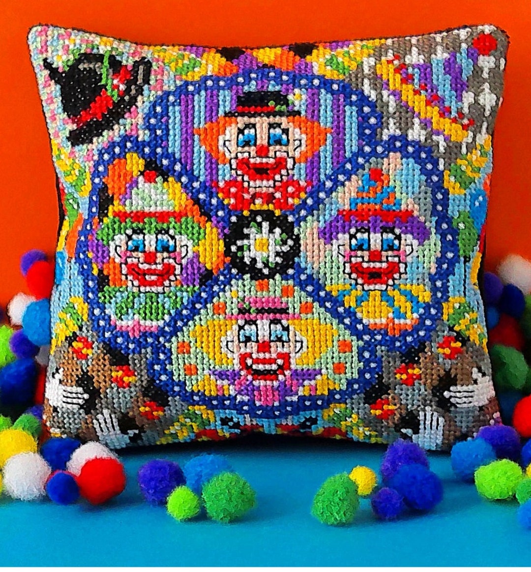 Clowning Around Counted Cross Stitch Mini Cushion Kit, Sheena Rogers ...
