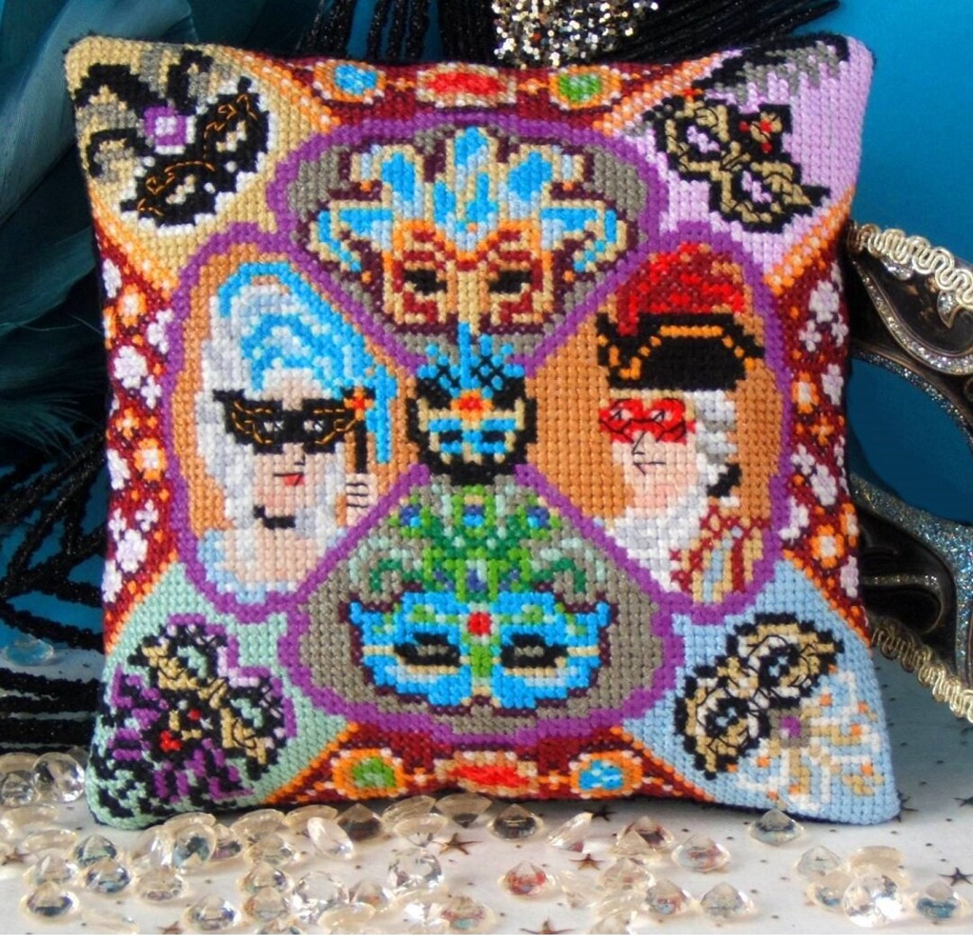 Masquerade Counted Cross Stitch Mini Cushion Kit, Sheena Rogers Designs ...