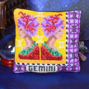 Gemini Zodiac Counted Cross Stitch Pincushion Kit, Sheena Rogers Designs - Etsy