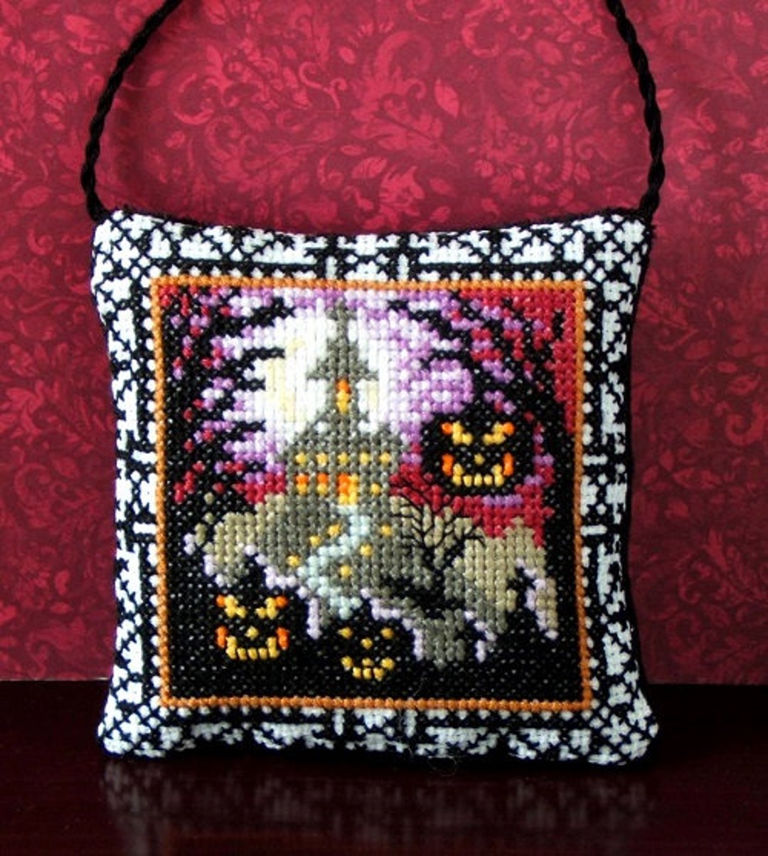 Halloween House on the Hill Counted Cross Stitch Hanging Decoration Kit ...