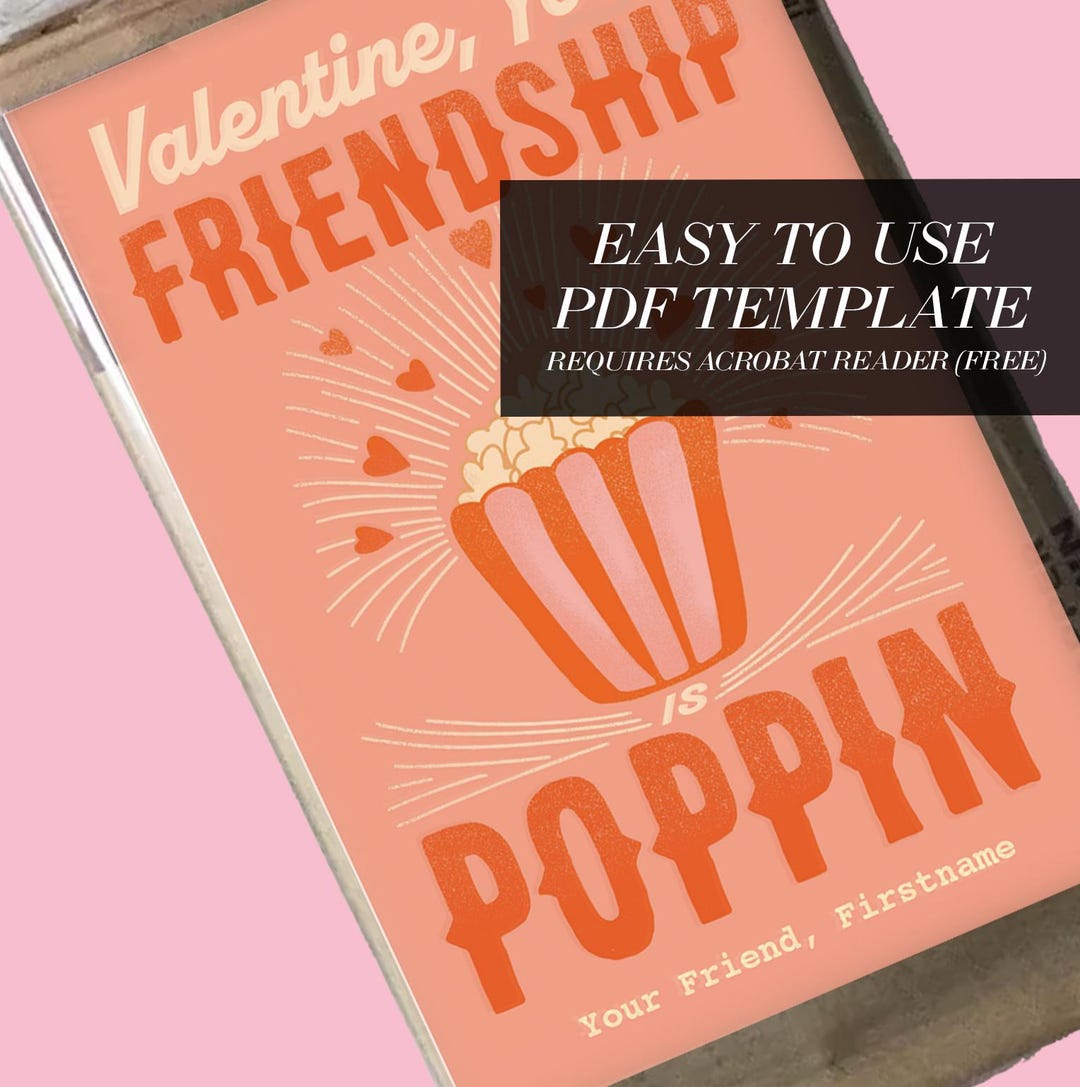 Instant Editable and Printable Template for Valentine's Day Popcorn ...