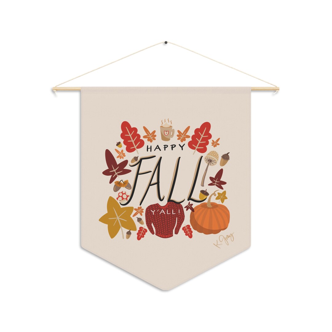 Happy Fall Y'all Pennant Flag - Etsy