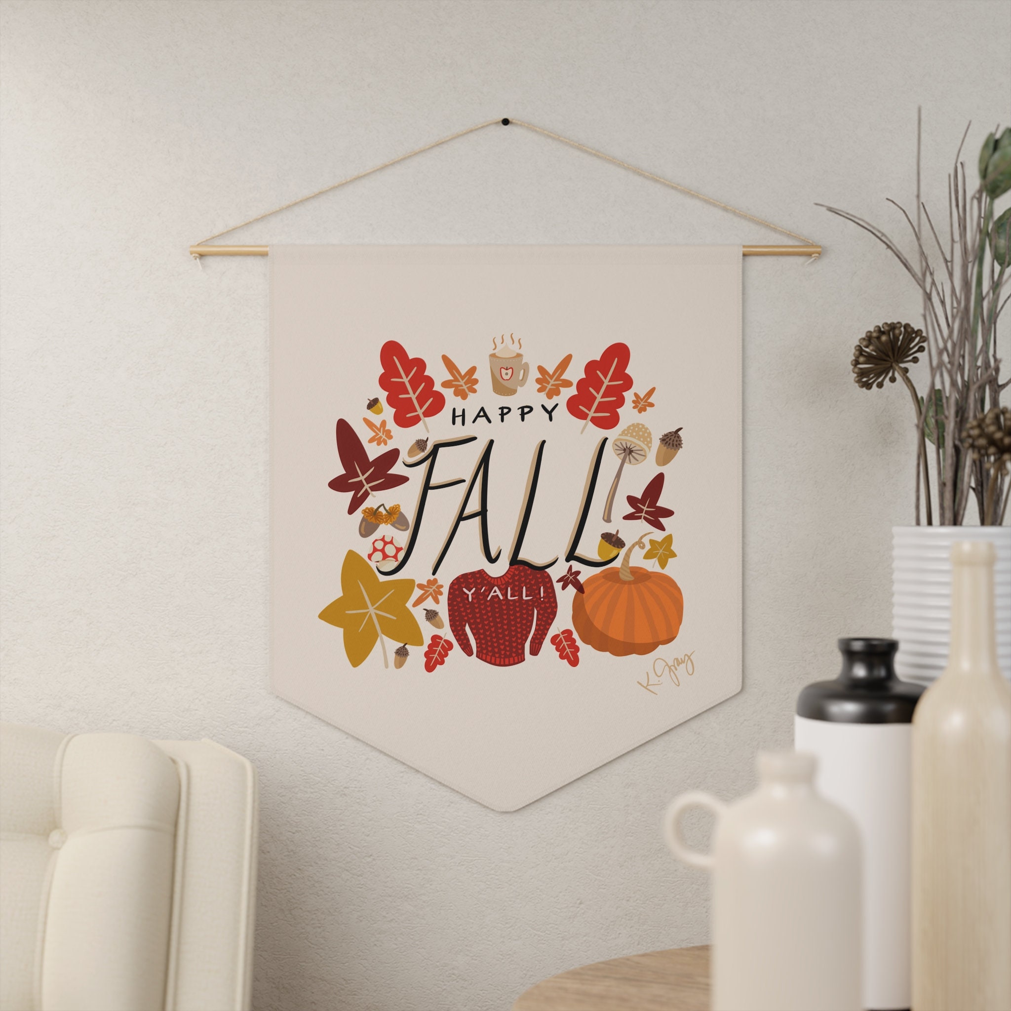 Happy Fall Y'all Pennant Flag - Etsy