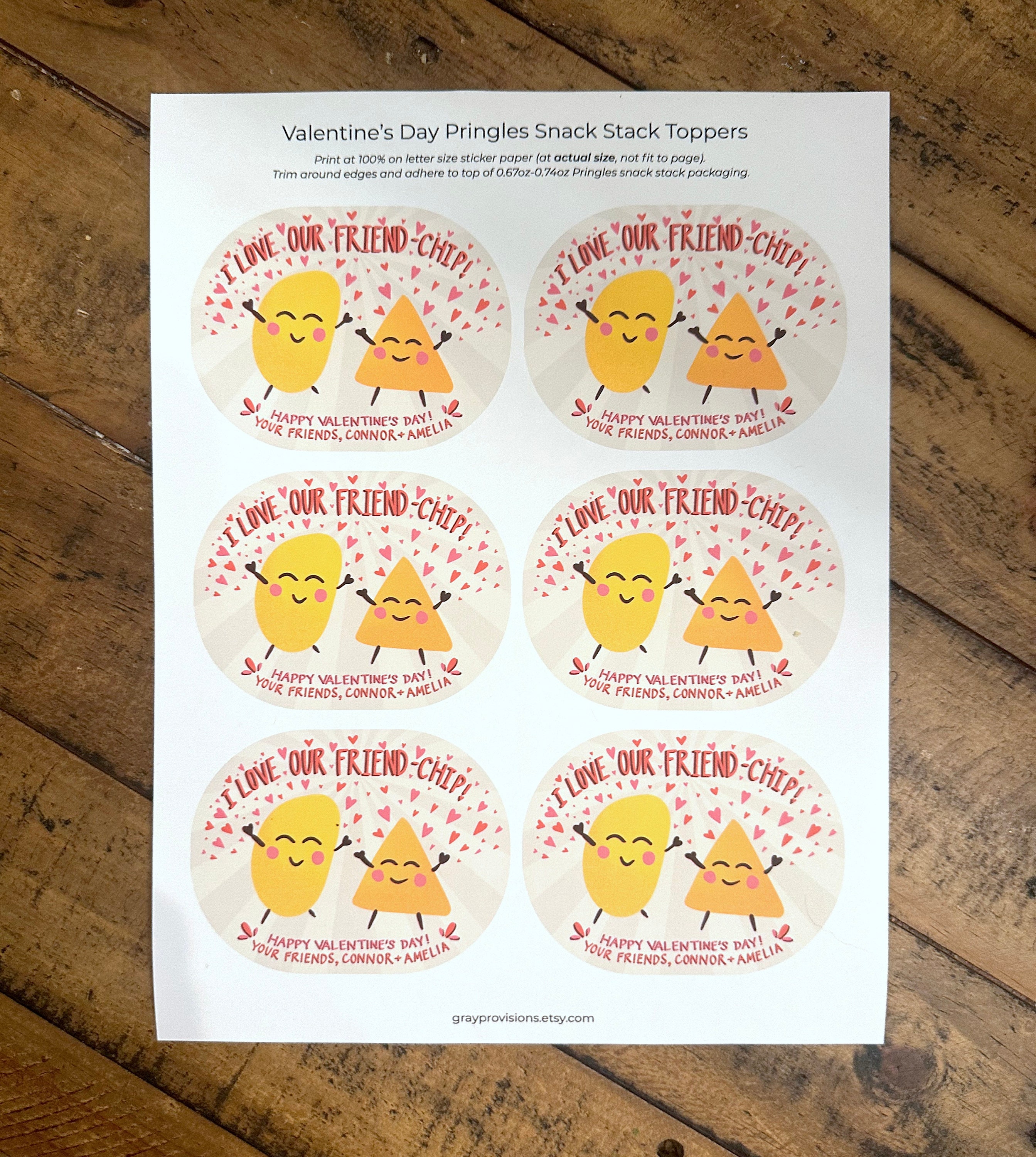 Custom Printable: Valentine's Day I Love Our Friend-chip Pringles Snack ...