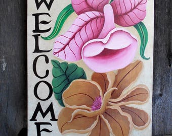 Painted welcome sign | Etsy