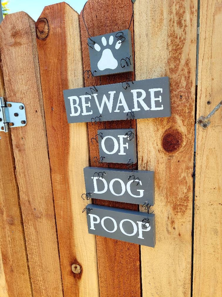 Beware of Dog Poop Sign Pet Decor Dog Sign Grey and White - Etsy Canada