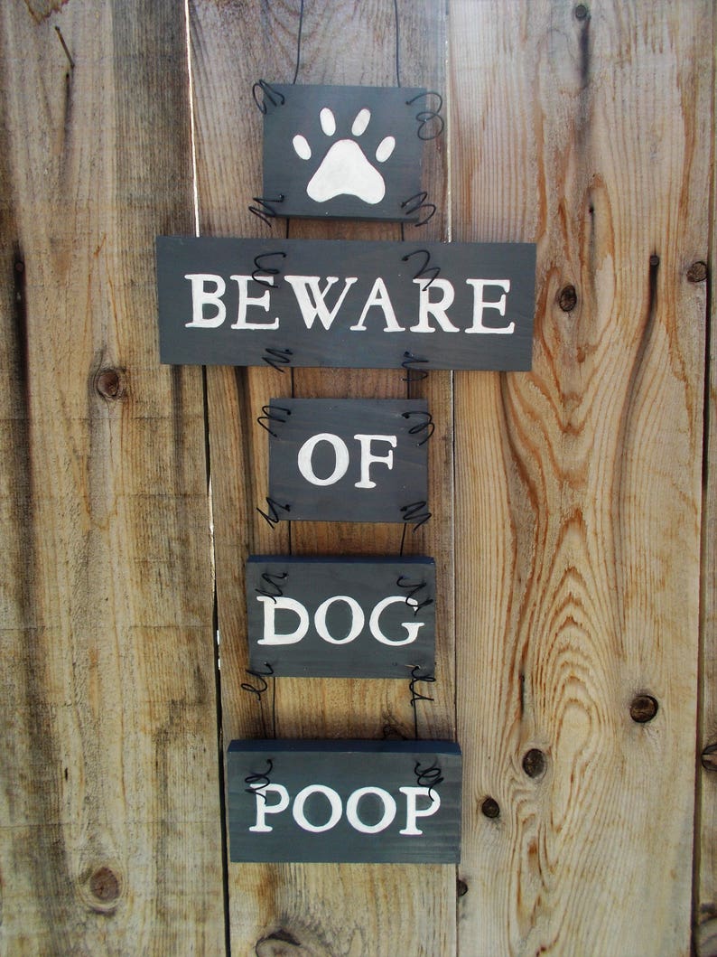 Beware of Dog Poop Sign Pet Decor Dog Sign Grey and White - Etsy Canada