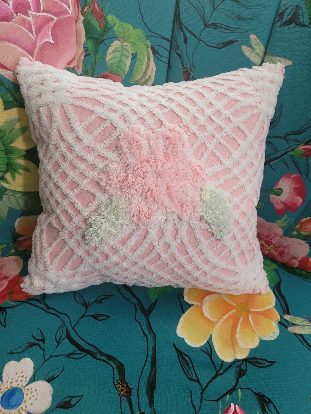 Chenille Pillow, Throw Pillow, Vintage Chenille, Accent Pillow ...