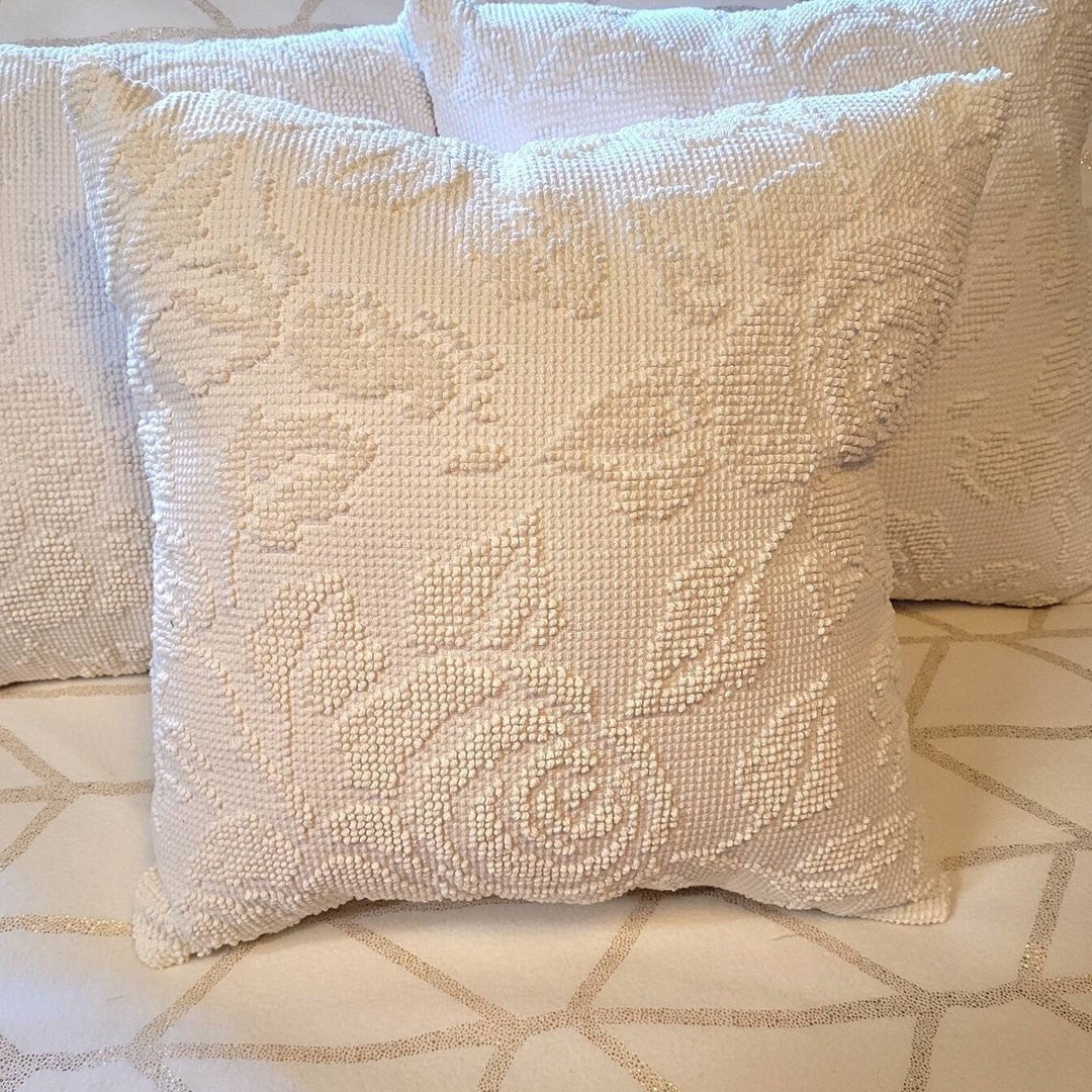 Chenille Pillow Soft Yellow Chenille Pillow Hobnail Chenille Throw Pillow Vintage Chenille