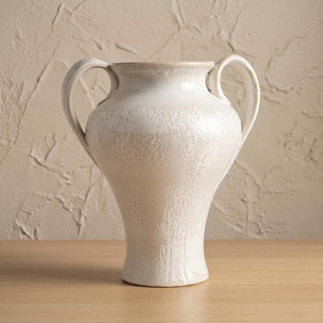 White Ceramic Vase With Curved Handles | Large Modern Floor Decor 21 ...