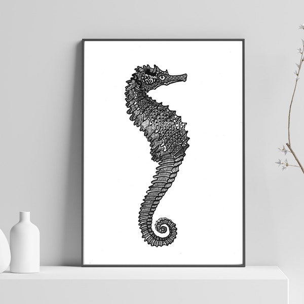 Zentangle Seahorse - Etsy