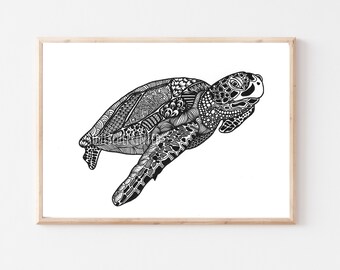 Turtle Zentangle Doodle Print for Download - Etsy Canada