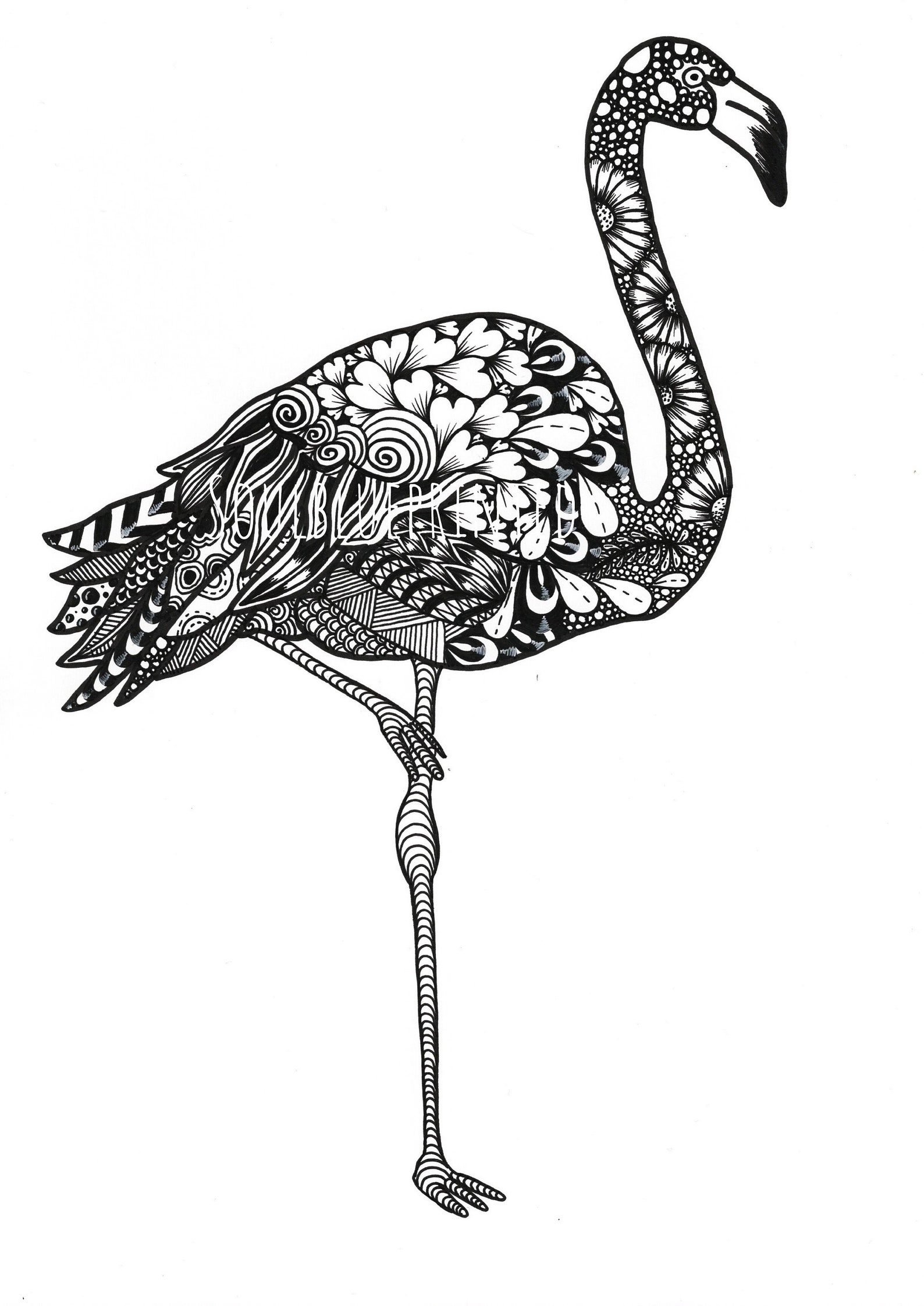 Original Flamingo Zentangle Art Wall Art Hand Drawn Art - Etsy
