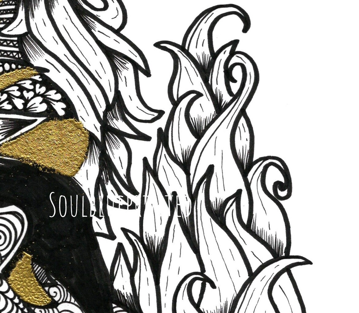 Abstract Fox Art A4 Hand Drawn and Embossed Artwork Black - Etsy UK