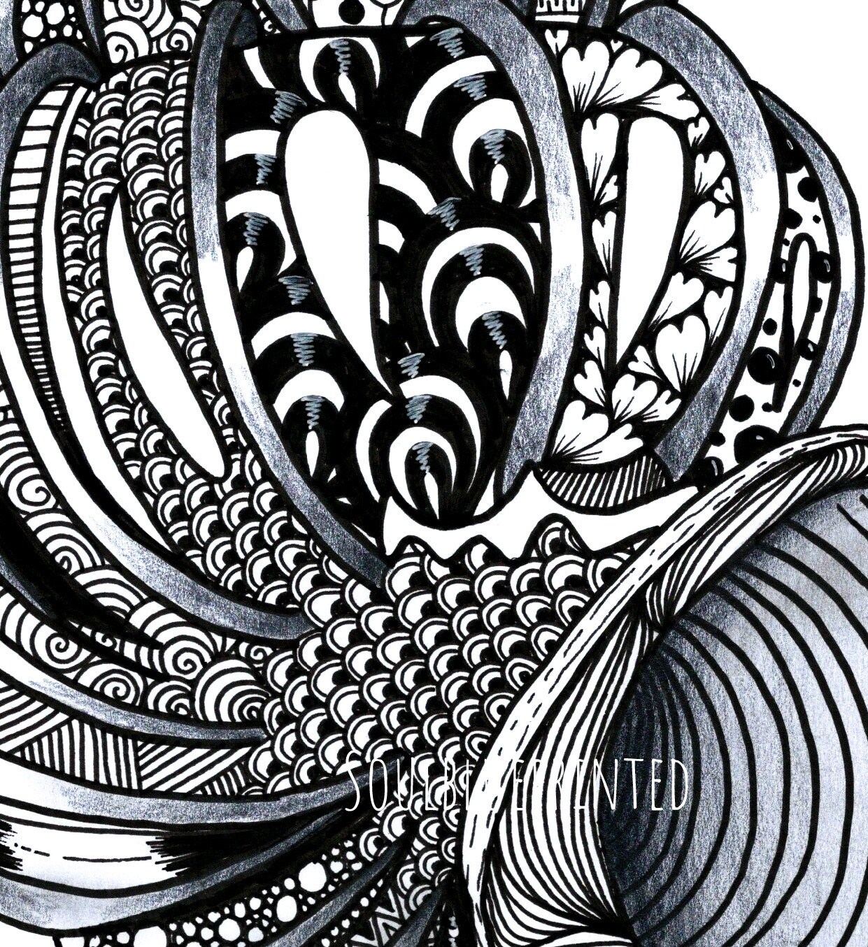 Sea Shell Original Zentangle Art Hand Drawn Pen and Ink Wall Art Design ...