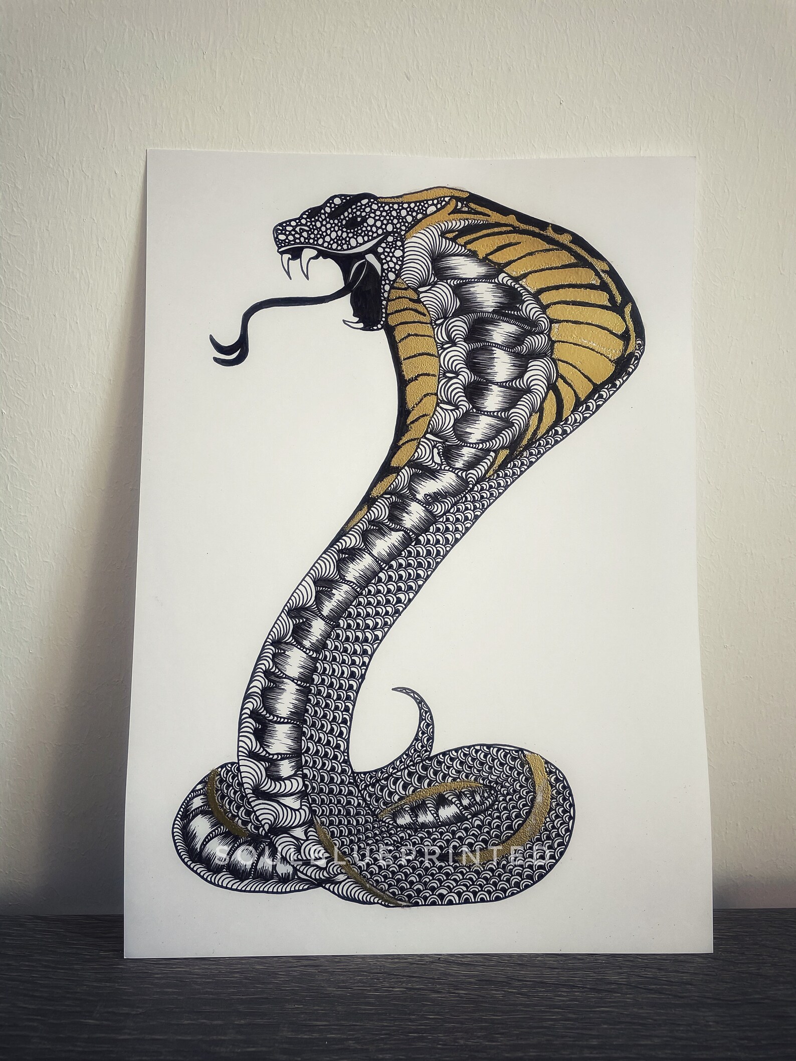 Cobra Snake Art - Original Hand Drawn Artwork - Zentangle Inspired ...