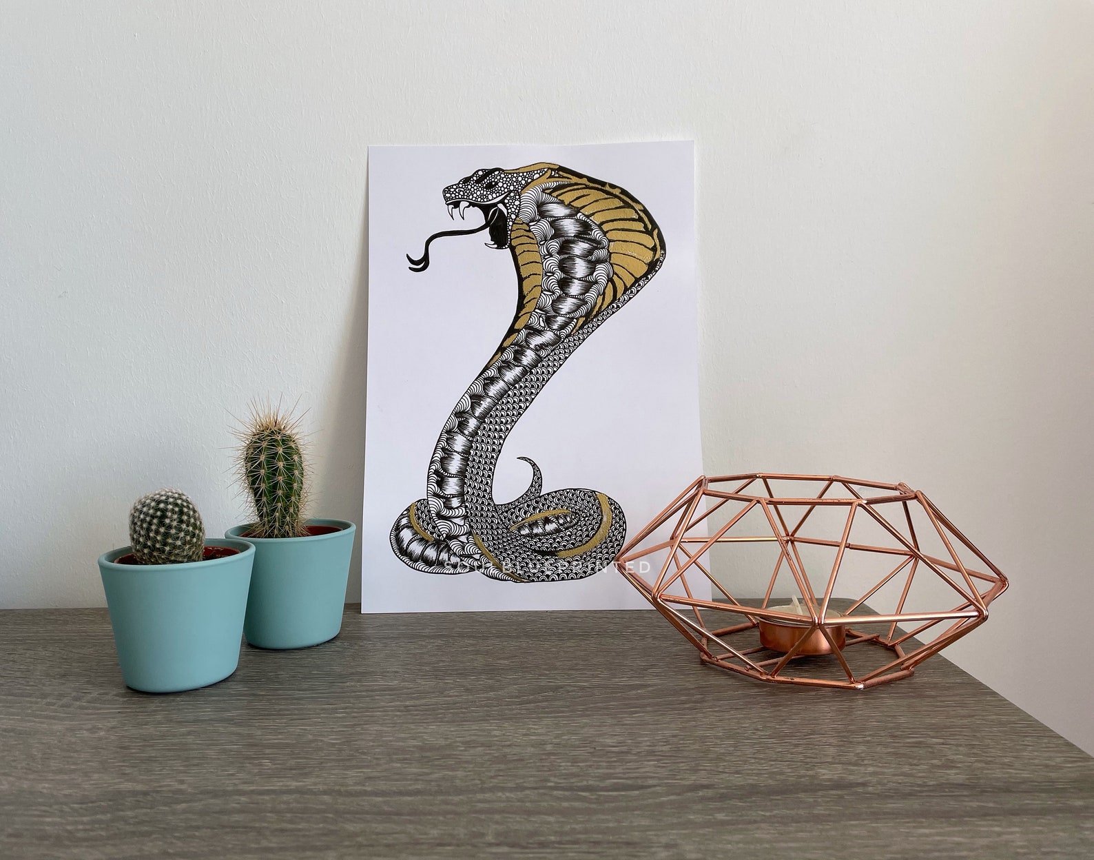 Cobra Snake Art - Original Hand Drawn Artwork - Zentangle Inspired ...