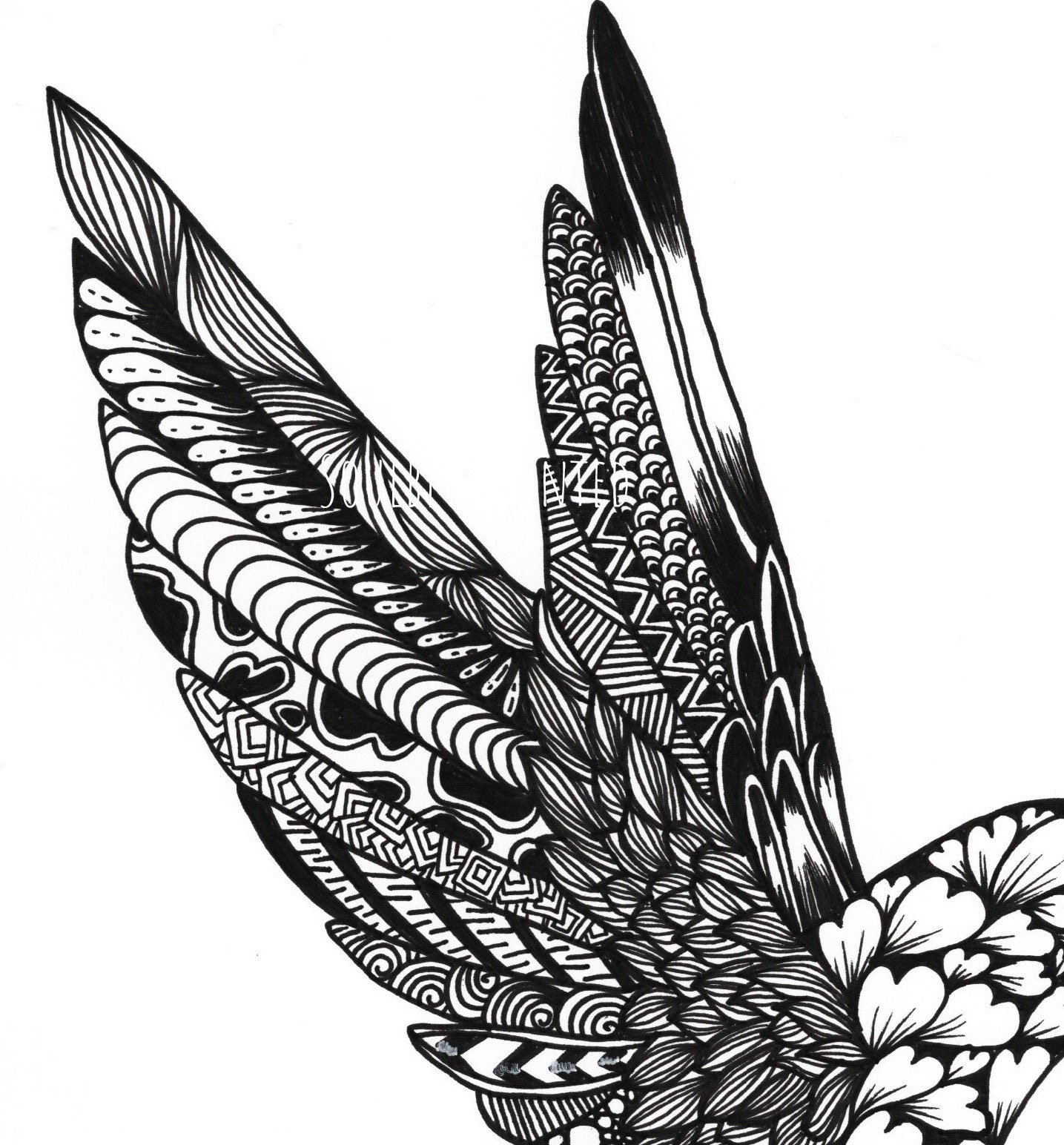 Original Hummingbird Zentangle Art, Wall Art, Hand Drawn Art, Unique ...