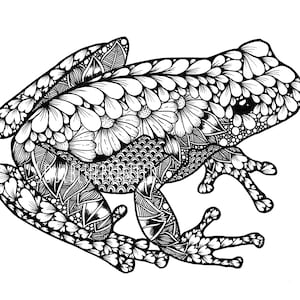 Frog Print - Zentangle Frog Print - Frog Wall Art - Illustration Doodle ...
