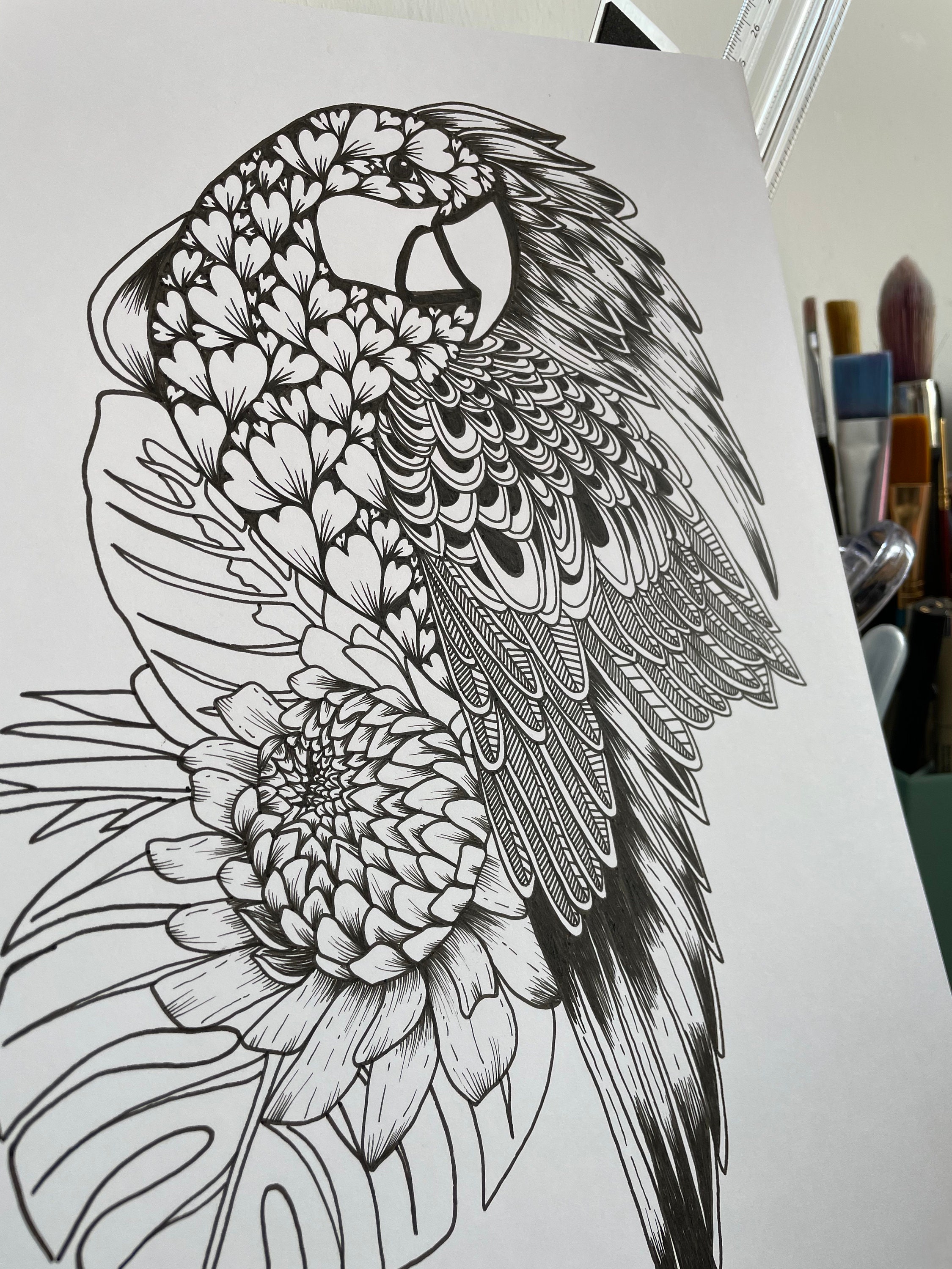 Parrot Print Zentangle Parrot Print Tropical Wall Art Tropical Plants ...