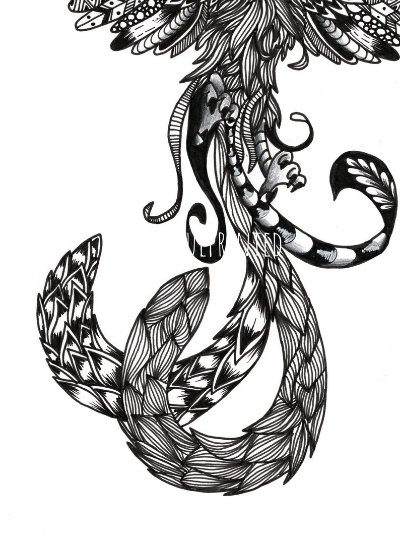 Phoenix Artwork - Original Zentangle Art - Pen and Ink A4 Wall Art ...