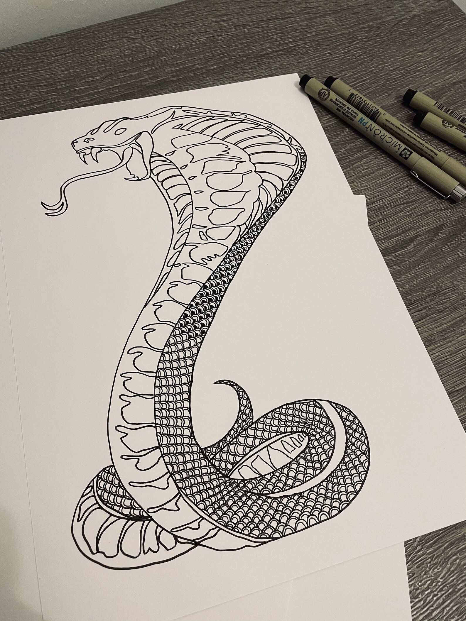 Cobra Snake Art Original Hand Drawn Artwork Zentangle - Etsy