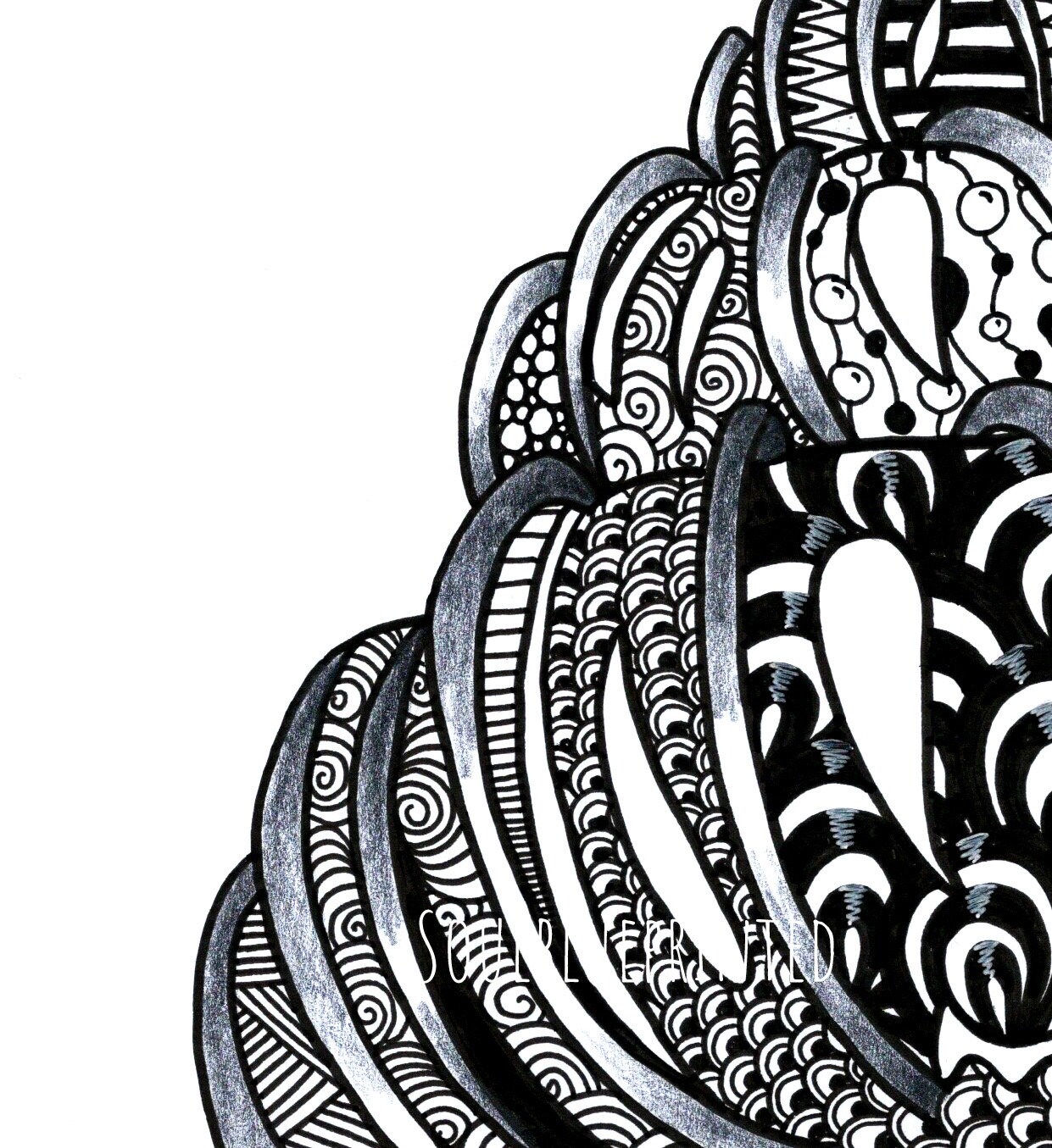 Sea Shell Original Zentangle Art Hand Drawn Pen and Ink Wall Art Design ...