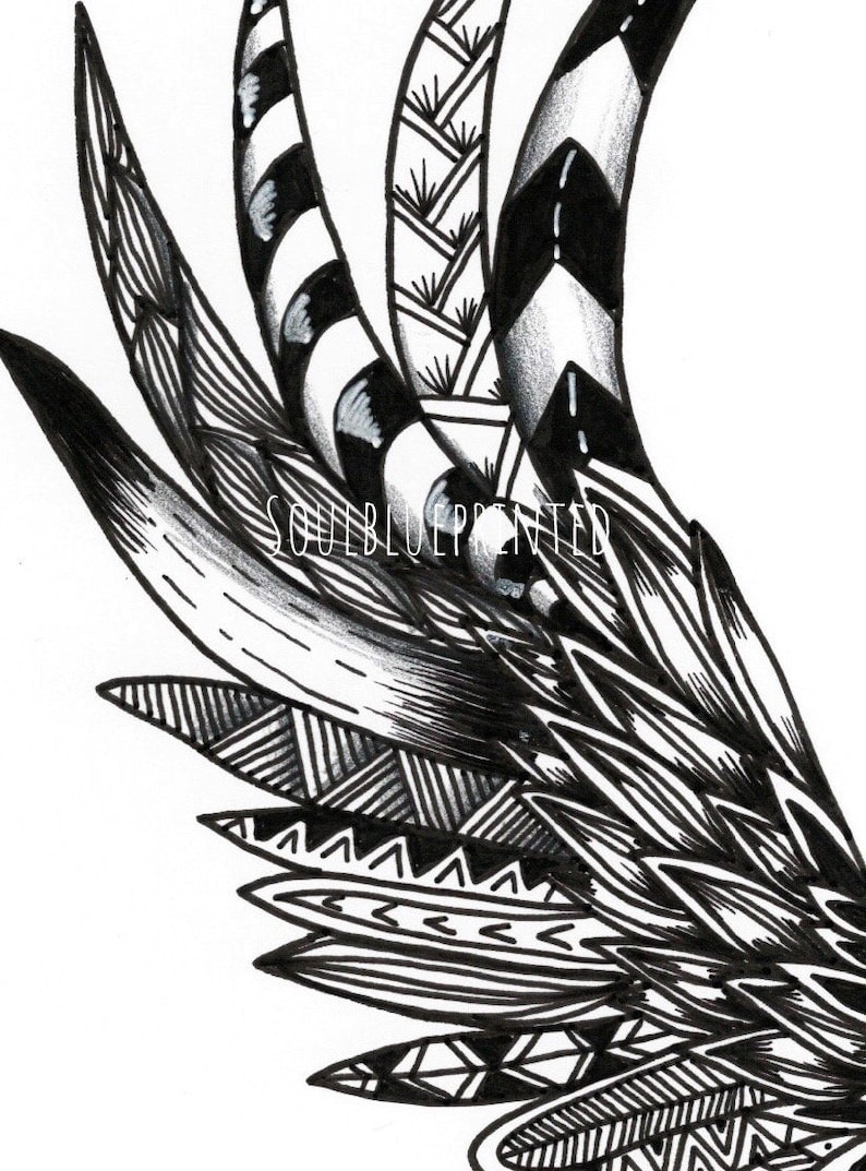 Phoenix Artwork - Original Zentangle Art - Pen and Ink A4 Wall Art ...