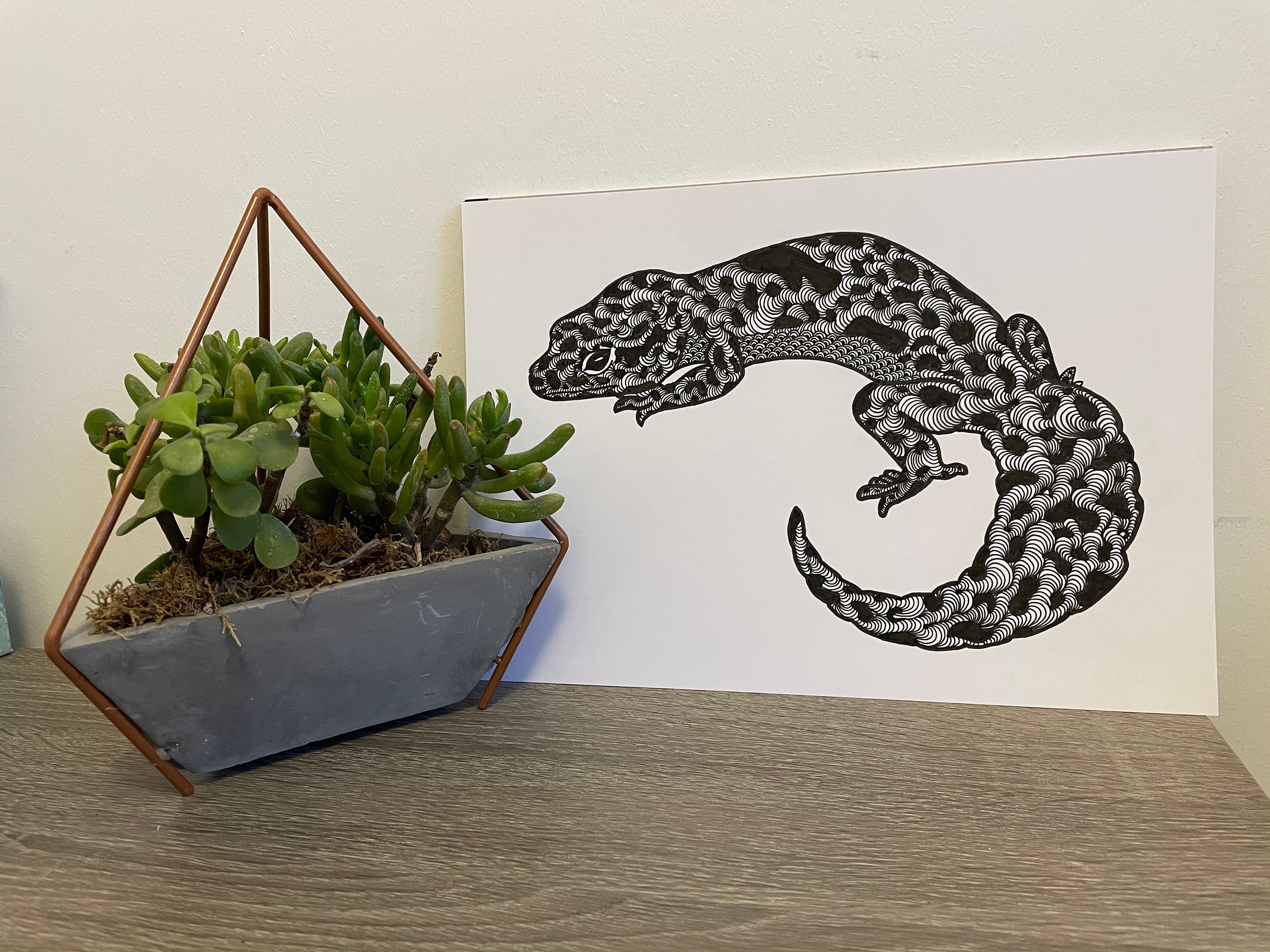Leopard Gecko Print - Zentangle Lizard Print - Gecko Wall Art ...
