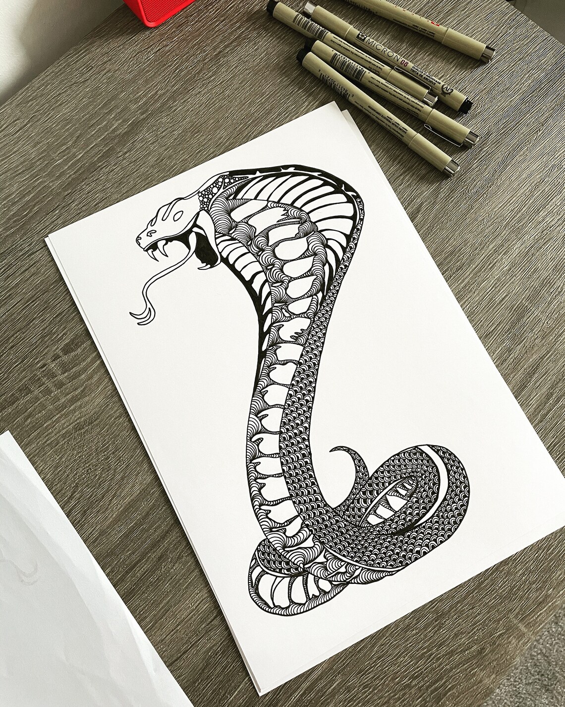 Cobra Snake Art Original Hand Drawn Artwork Zentangle - Etsy