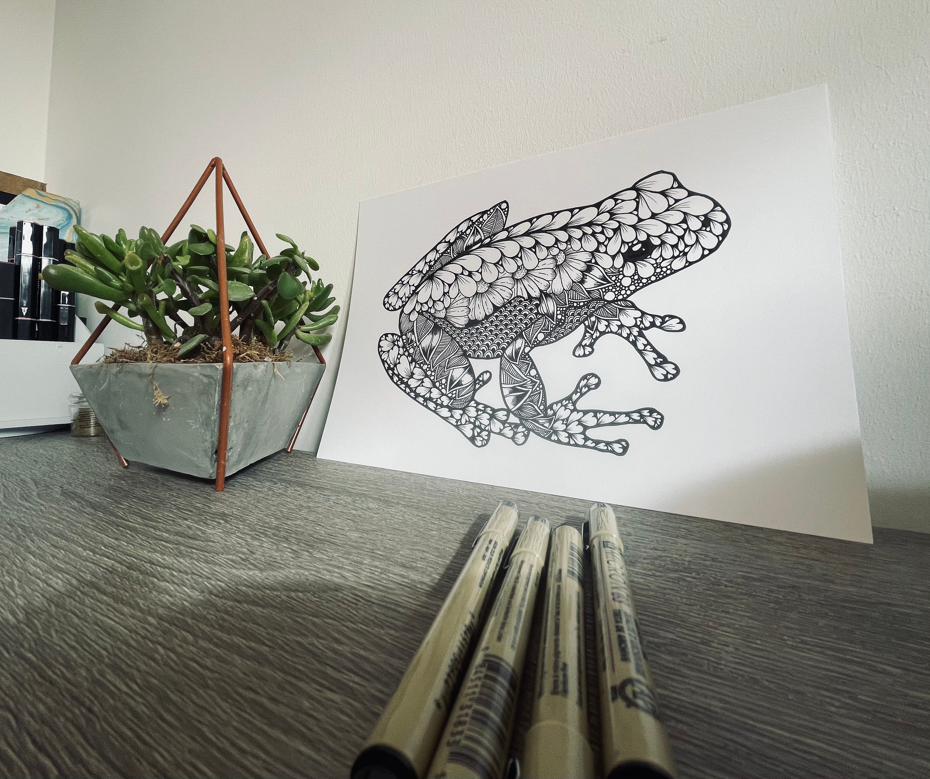 Frog Print Zentangle Frog Print Frog Wall Art Illustration Doodle Art ...