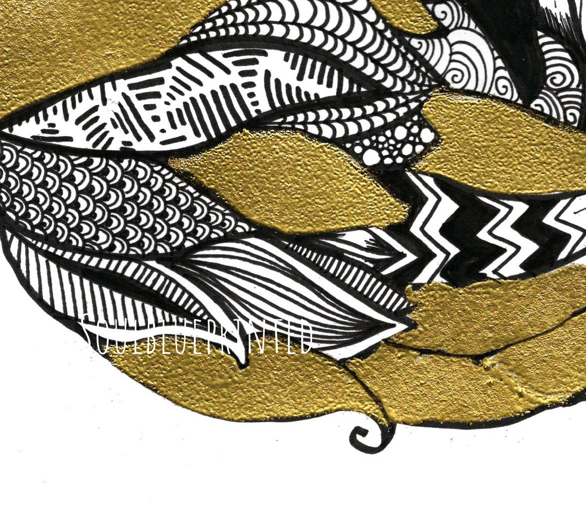 Abstract Fox Art A4 Hand Drawn and Embossed Artwork Black - Etsy UK