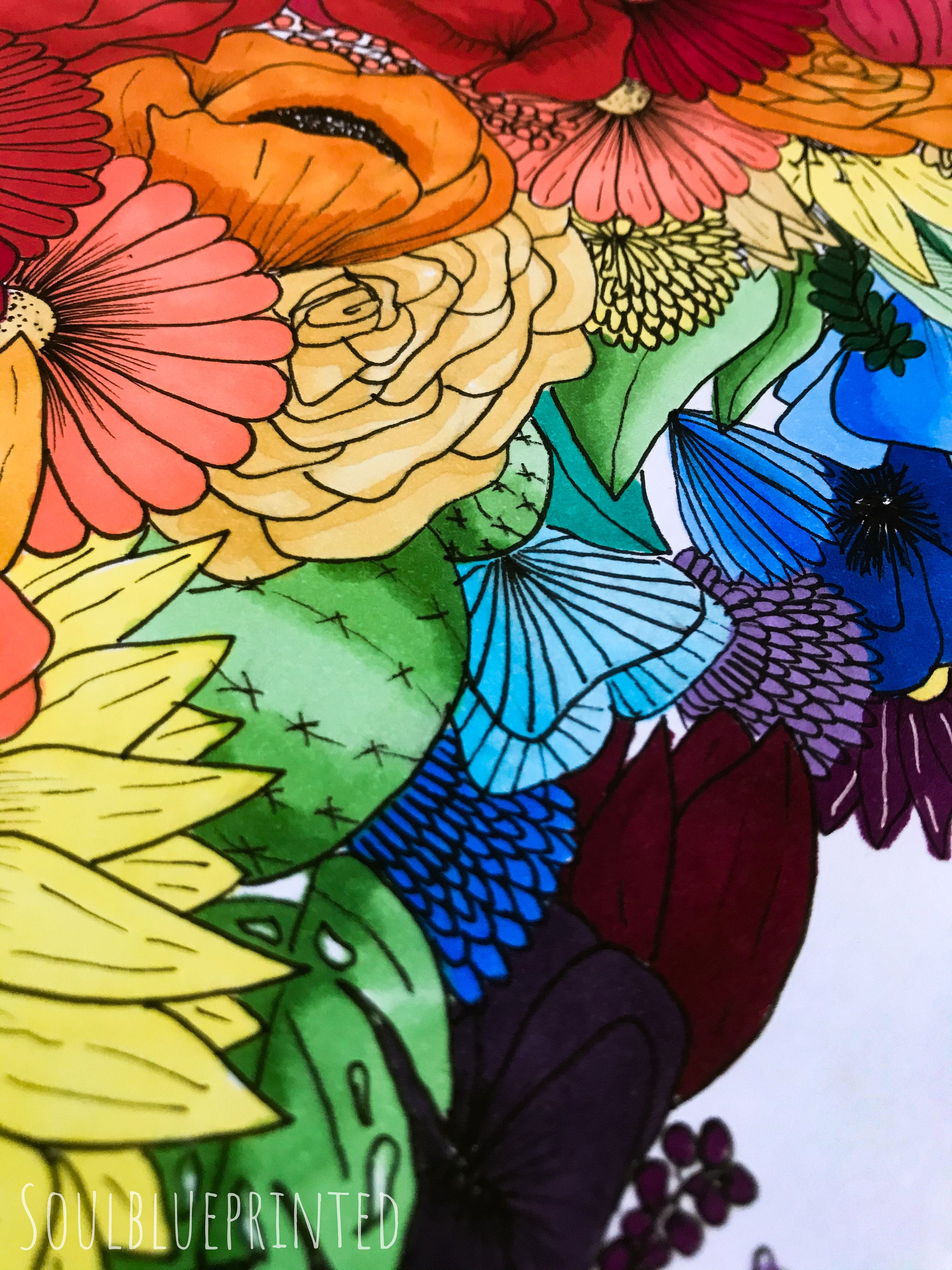 Rainbow Flower Original Art Hand Drawn Rainbow Wall Art - Etsy