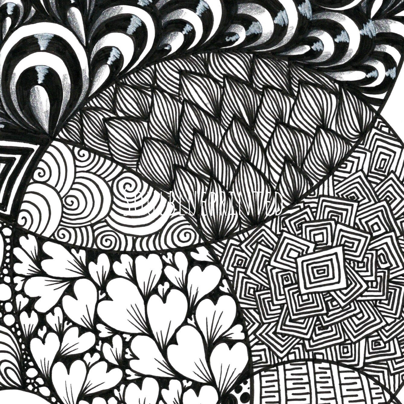 Original Zentangle Art Hand Drawn Pen and Ink Wall Art Design, Doodle ...