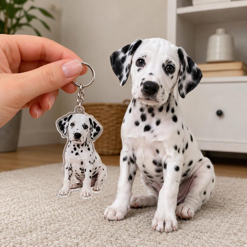 Custom Pet Portrait Keychain, Personalized Acrylic Photo Charm ...