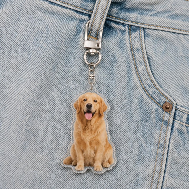 Custom Acrylic Dog Charm Keychain: Personalized Pet Photo Bag Accessory ...