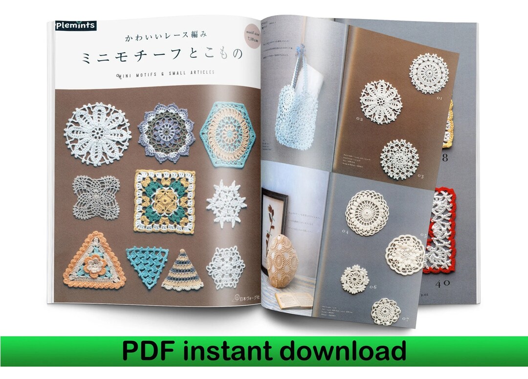 53 Mini Motifs, JAPANESE Crochet, Circle Triangle Square Hexagon Motifs ...