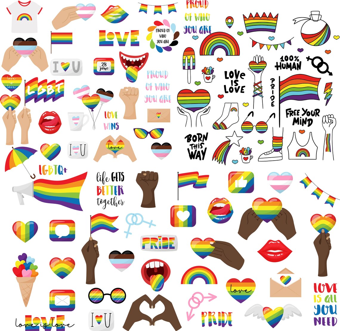 100 Lgbtq Icons, LGBTQ Images, LGBT Phrases LGBT Svg Clipart Vector Ai ...