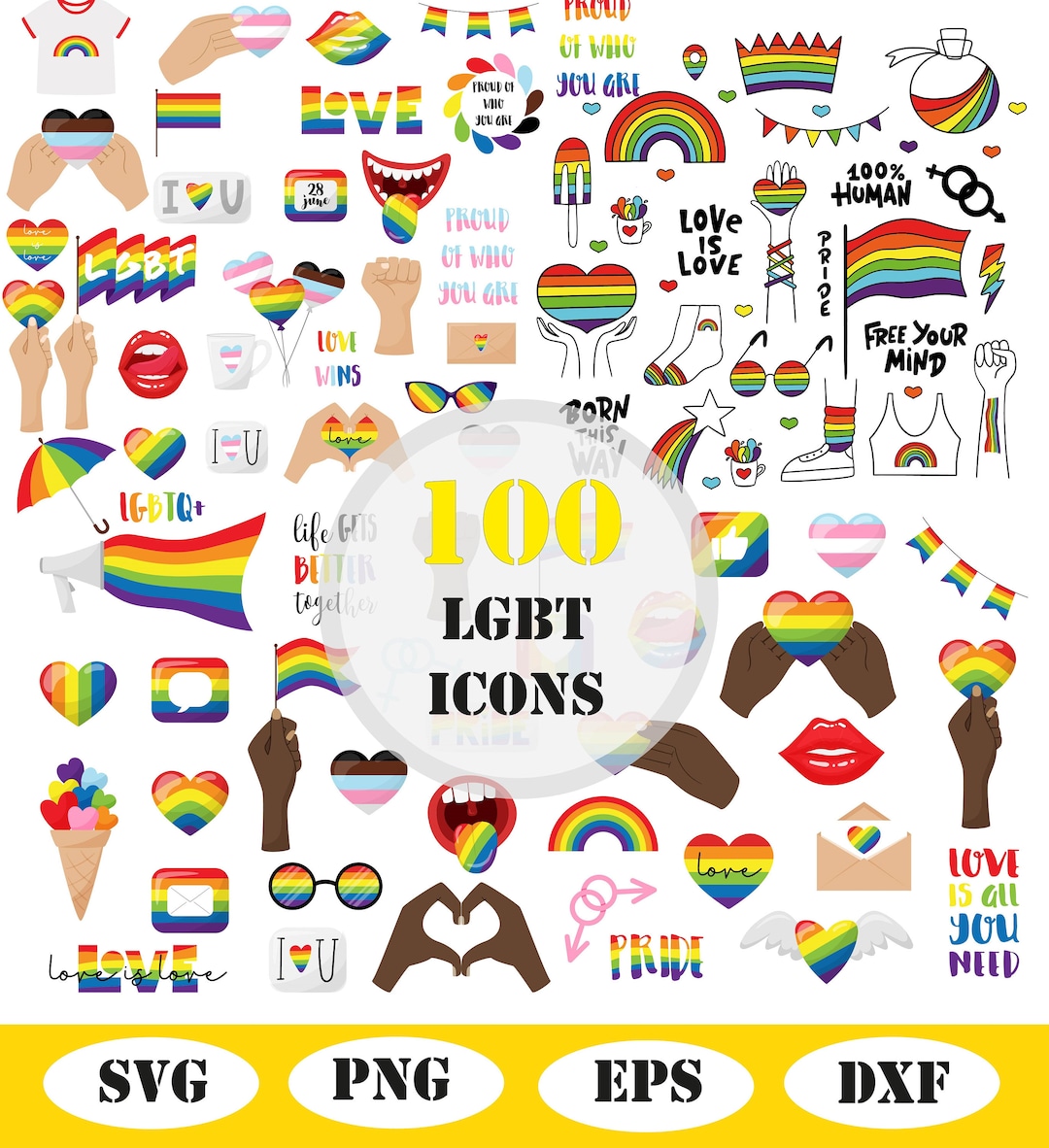 100 Lgbtq Icons, LGBTQ+ Images, LGBT Phrases LGBT Svg Clipart Vector Ai ...